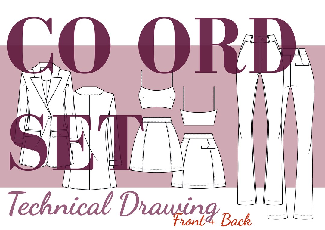 Technical Drawing/ Flat Drawing Co-ord Set crop Top-long - Etsy