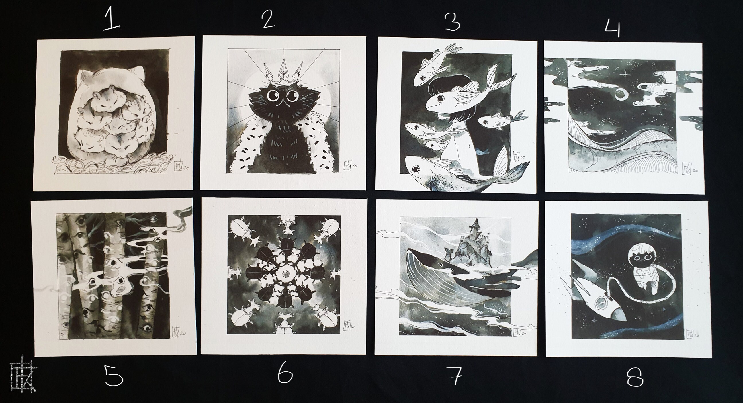 Watercolor Art Print Wisp in the Forest Ink in October | Etsy