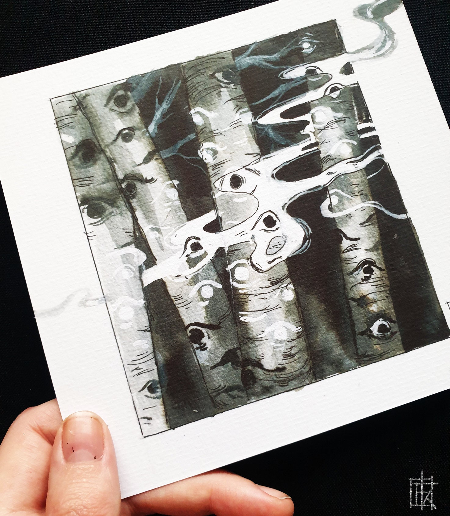 Watercolor Art Print Wisp in the Forest Ink in October | Etsy