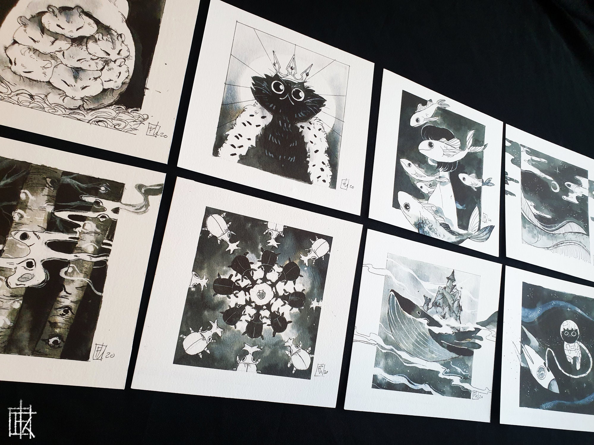 Watercolor Art Print Wisp in the Forest Ink in October | Etsy