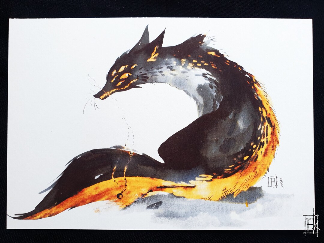 Ink Demon Fox | Art Print A5 - Etsy