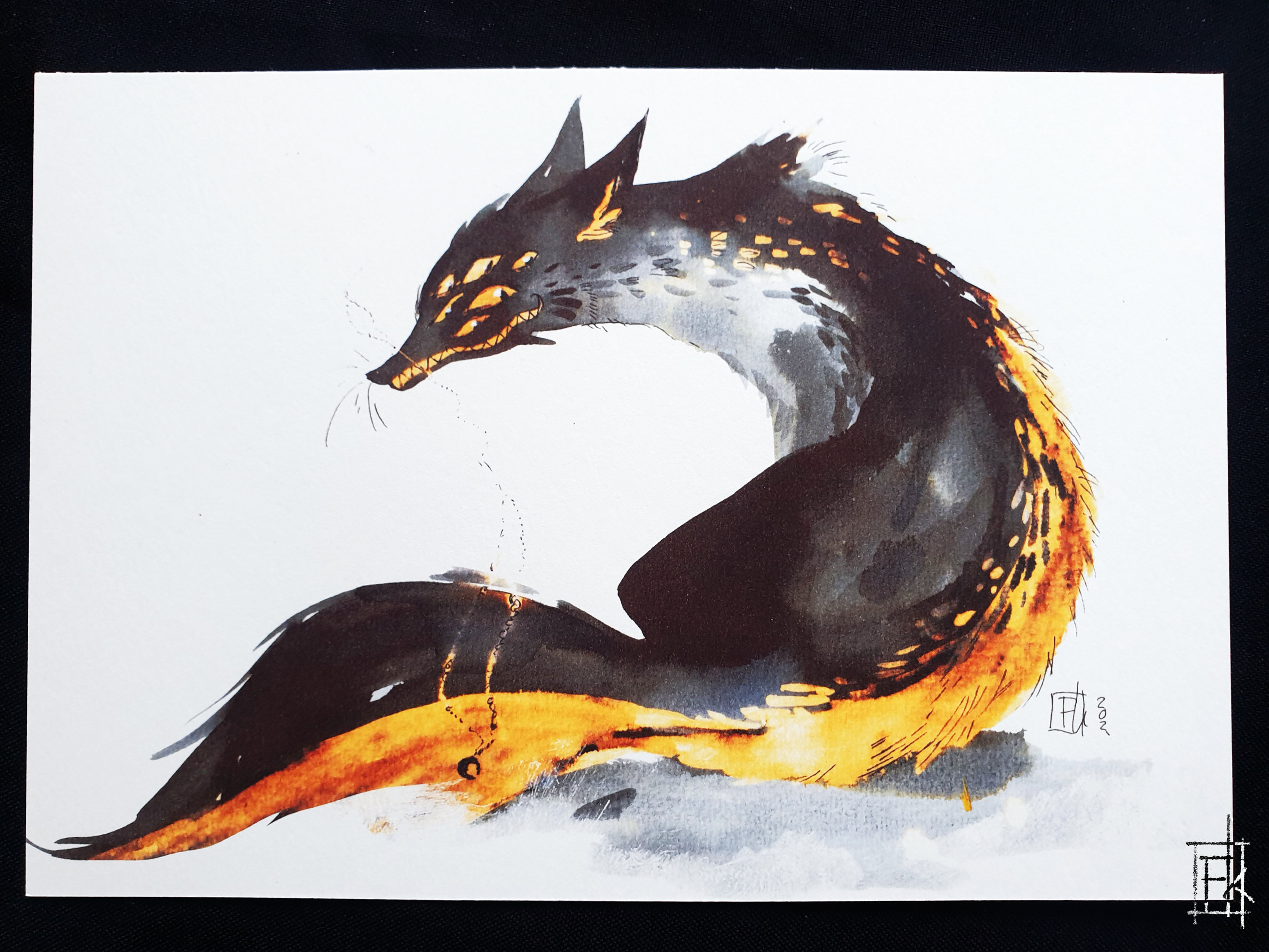 Ink Demon Fox Art print A5 | Etsy
