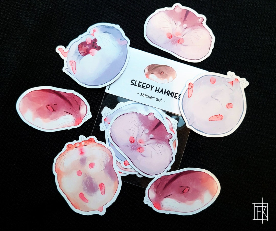 Sleepy Hamsters Stickerset - Matte or Glitter Stickers - Etsy