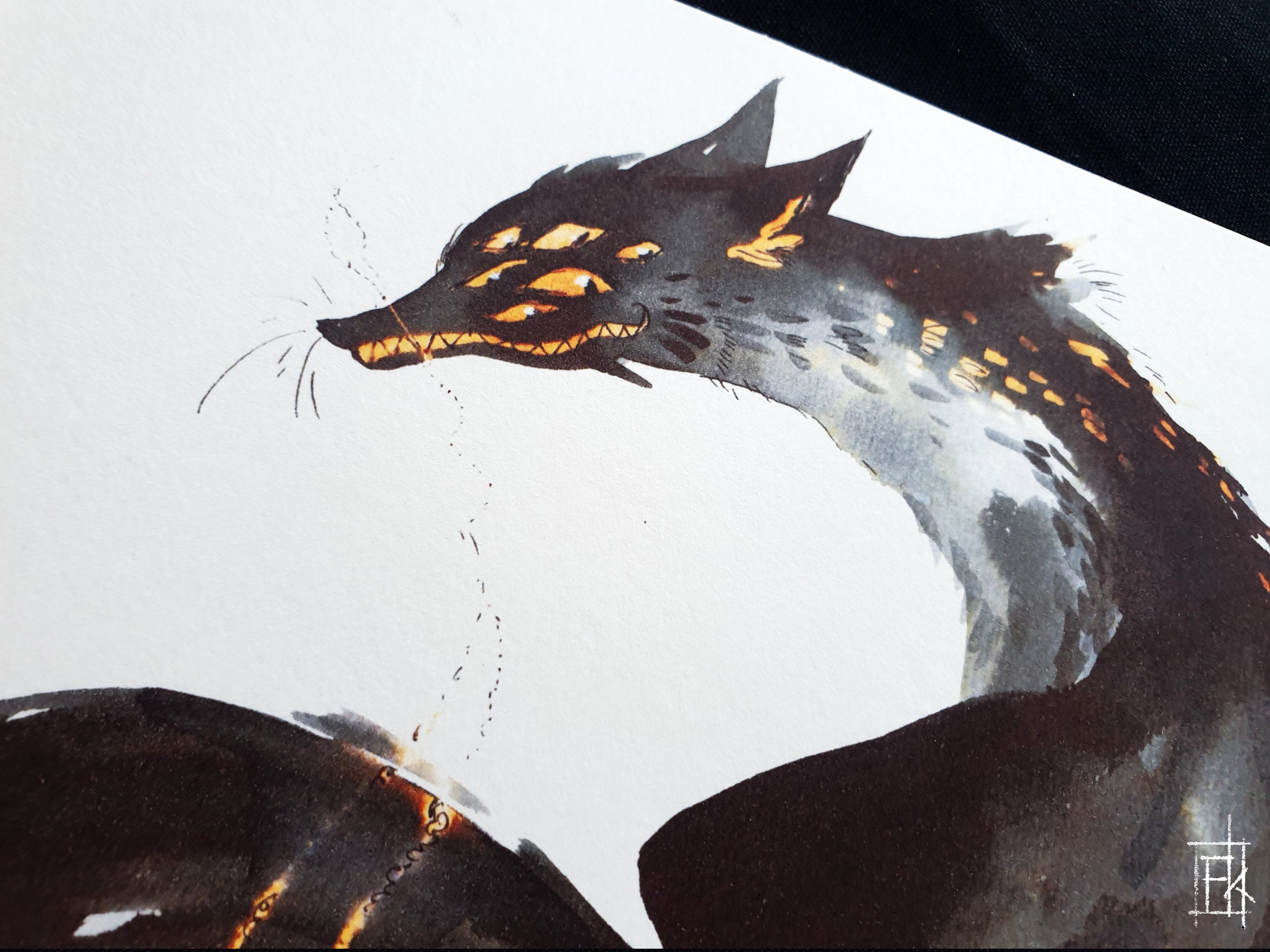 Ink Demon Fox Art print A5 | Etsy