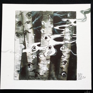 Watercolor Art Print Wisp in the Forest Ink in October - Etsy