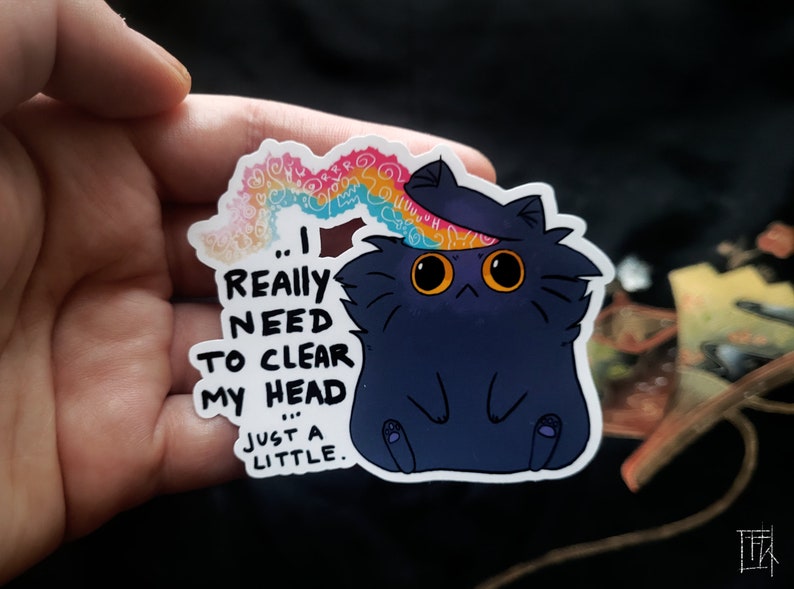 ADHD Kitty Sticker Set - Matte or Glitter Stickers - Etsy