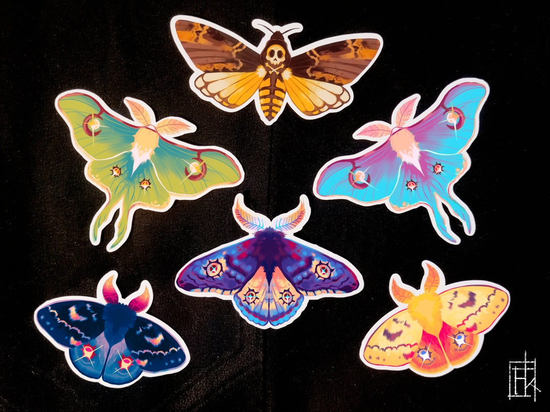 Watchful Moths Stickerset - Matte or Glitter Stickers - Etsy