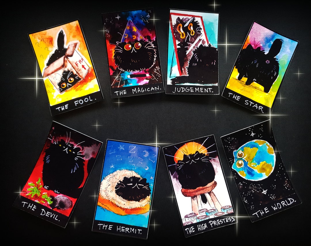 Tarot Card Stickers Tarot Kitty - Etsy