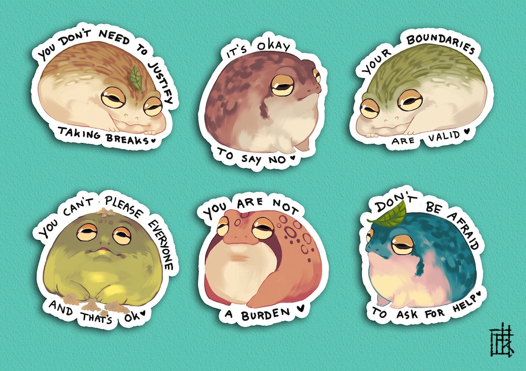 Mental Health Frogs Stickerset - Matte or Glitter Stickers - Etsy