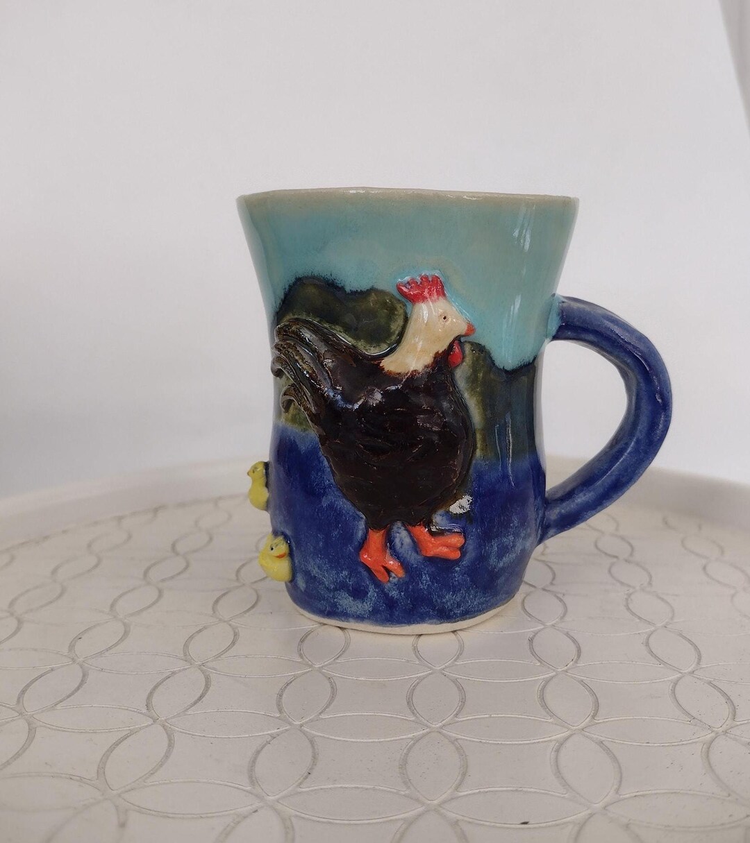 Handmade Chicken Mugs: 3D Rooster Relief, Farmhouse Coffee - Etsy
