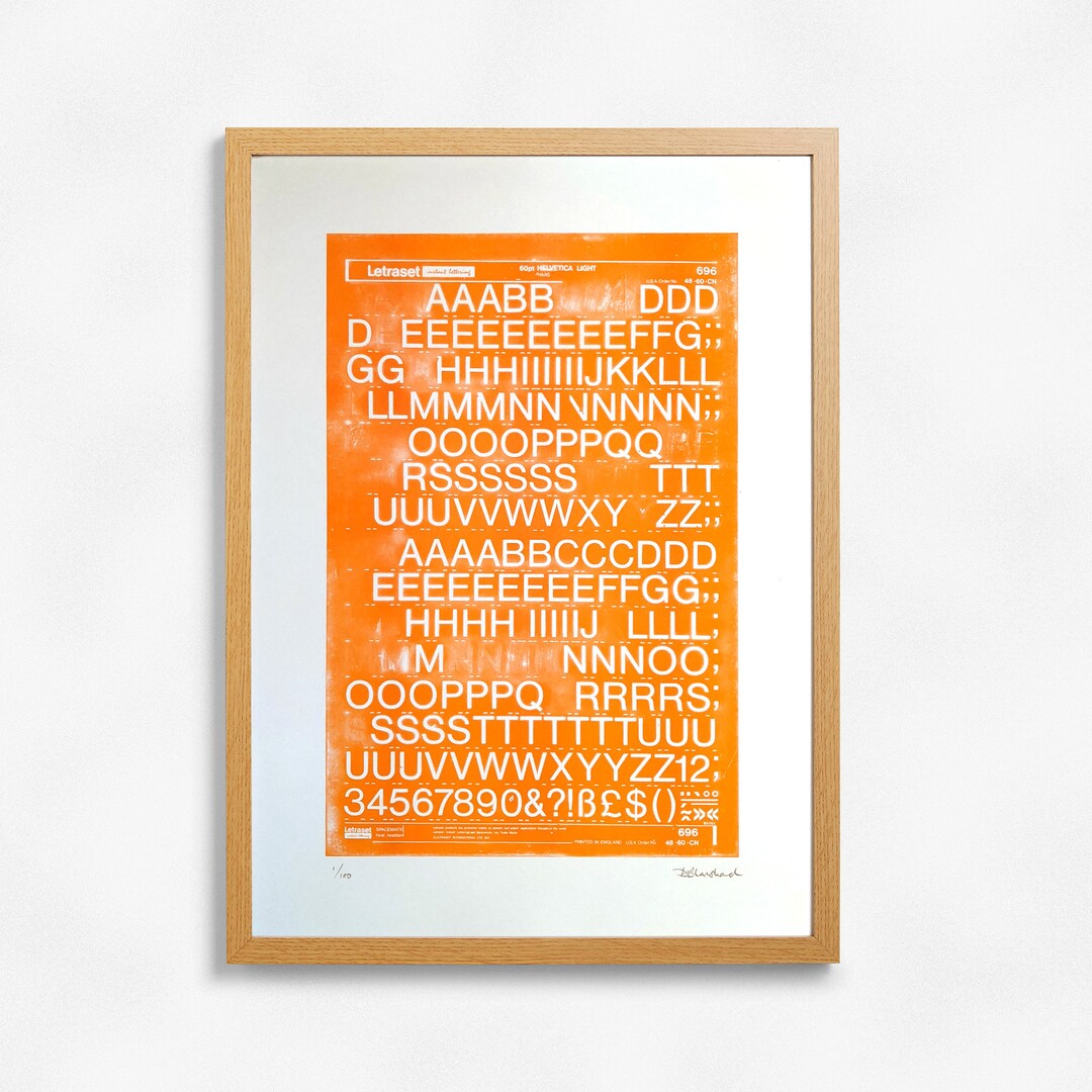 Letraset A3 Orange Risograph Print | Bright & Grungy | Helvetica Light ...