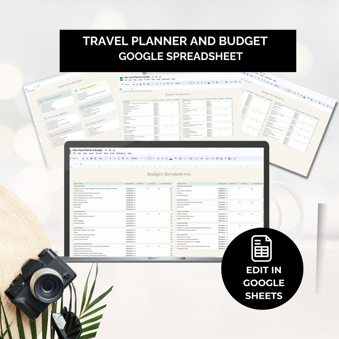 Travel Budget Planner INSTANT DOWNLOAD Finance Planner Trip Budget ...