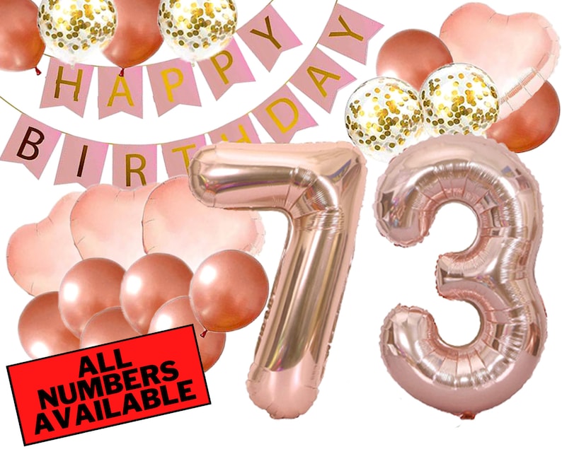 73rd Birthday Decorations for Her Pink and Rose Gold 73rd - Etsy
