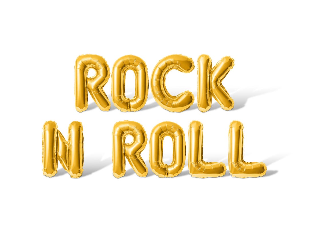ROCK N ROLL Letter Balloon Banner - 10 Color Options - Birthday Party ...
