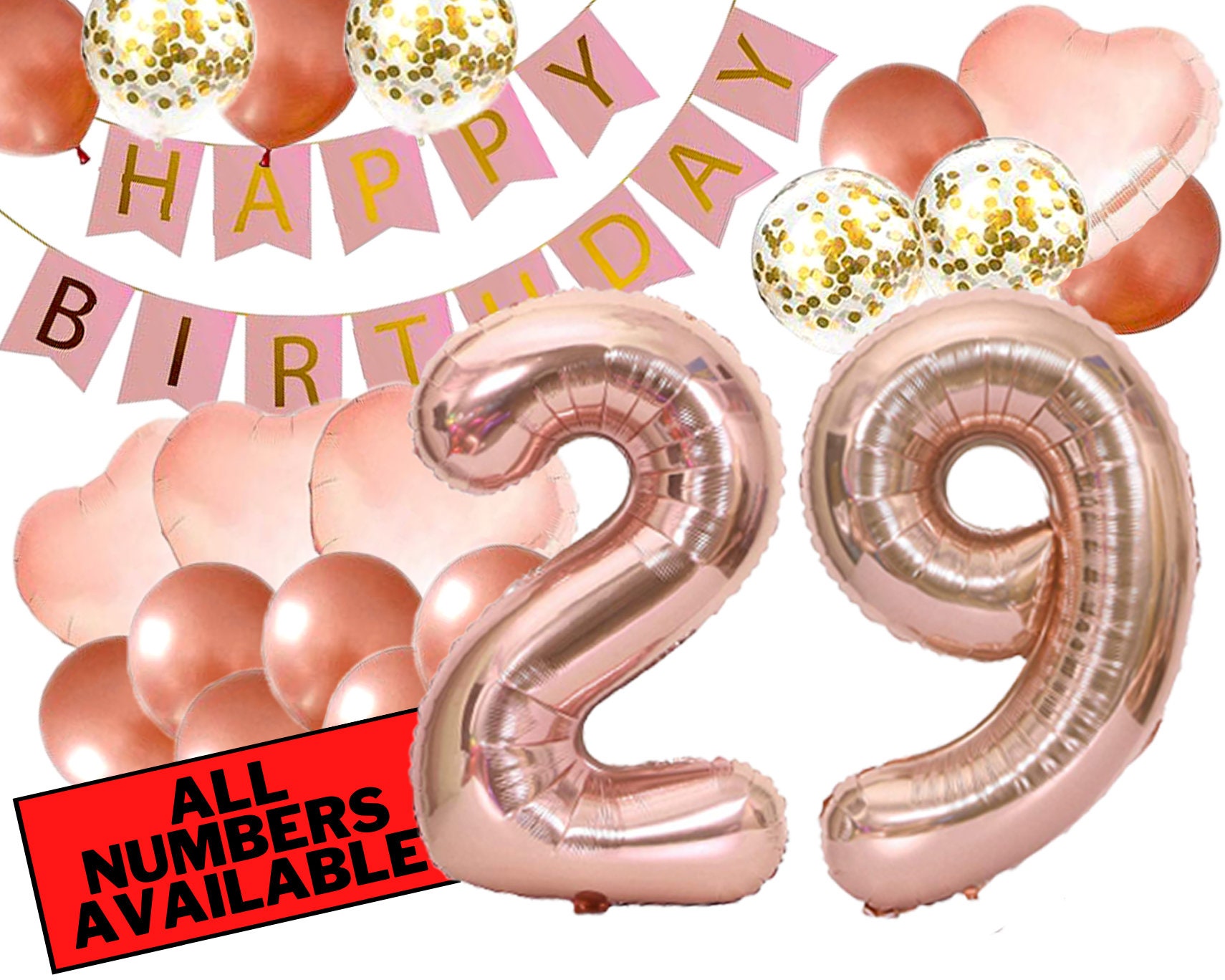 29th Birthday Decorations for Her Pink and Rose Gold 29th - Etsy