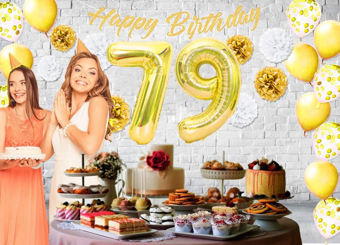 Gold & White 79th Birthday Decorations for Women 40 | Etsy