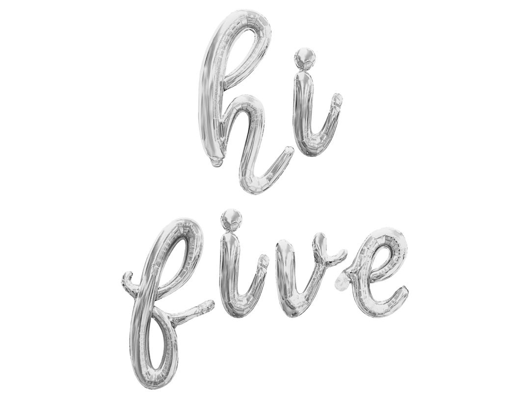 HI FIVE Cursive Script Letter Balloon Banner - Gold, Rose Gold & Silver ...