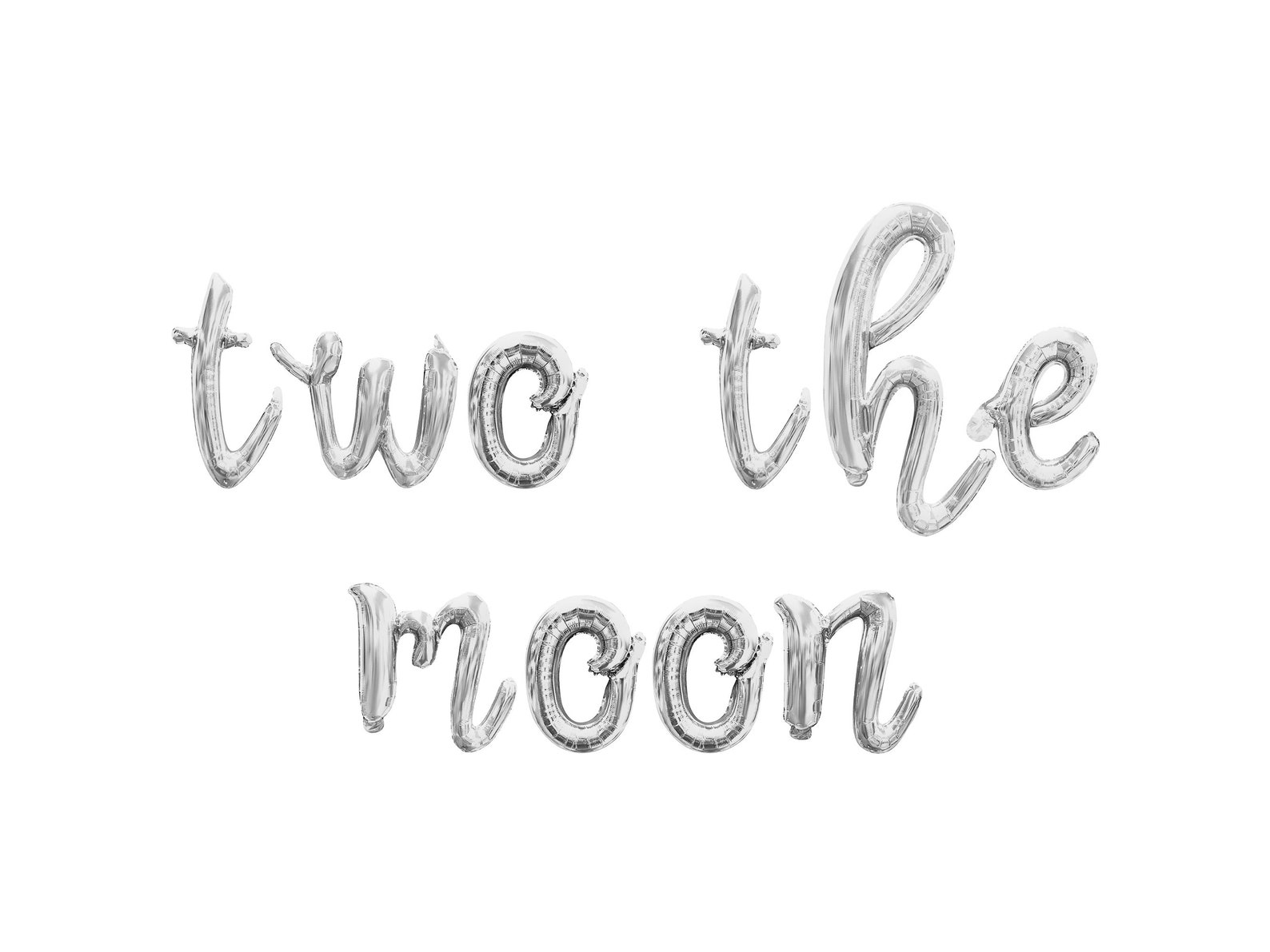 TWO THE MOON Cursive Script Letter Balloon Banner - Gold, Rose Gold ...