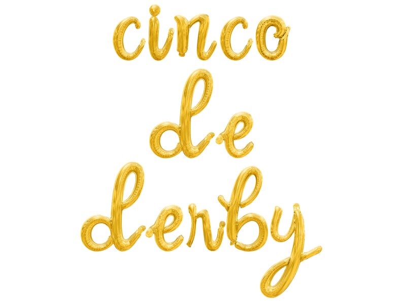 CINCO DE DERBY Cursive Letter Balloon Banner - Gold, Rose Gold & Silver ...