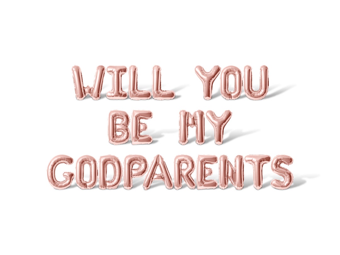 Will You Be My Godparents Letter Balloon Banner - 10 Color Options ...