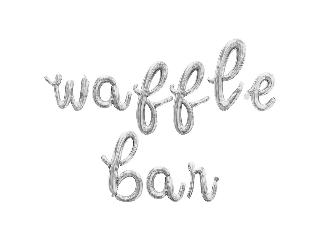WAFFLE BAR Cursive Letter Balloon Banner - Gold, Rose Gold & Silver ...
