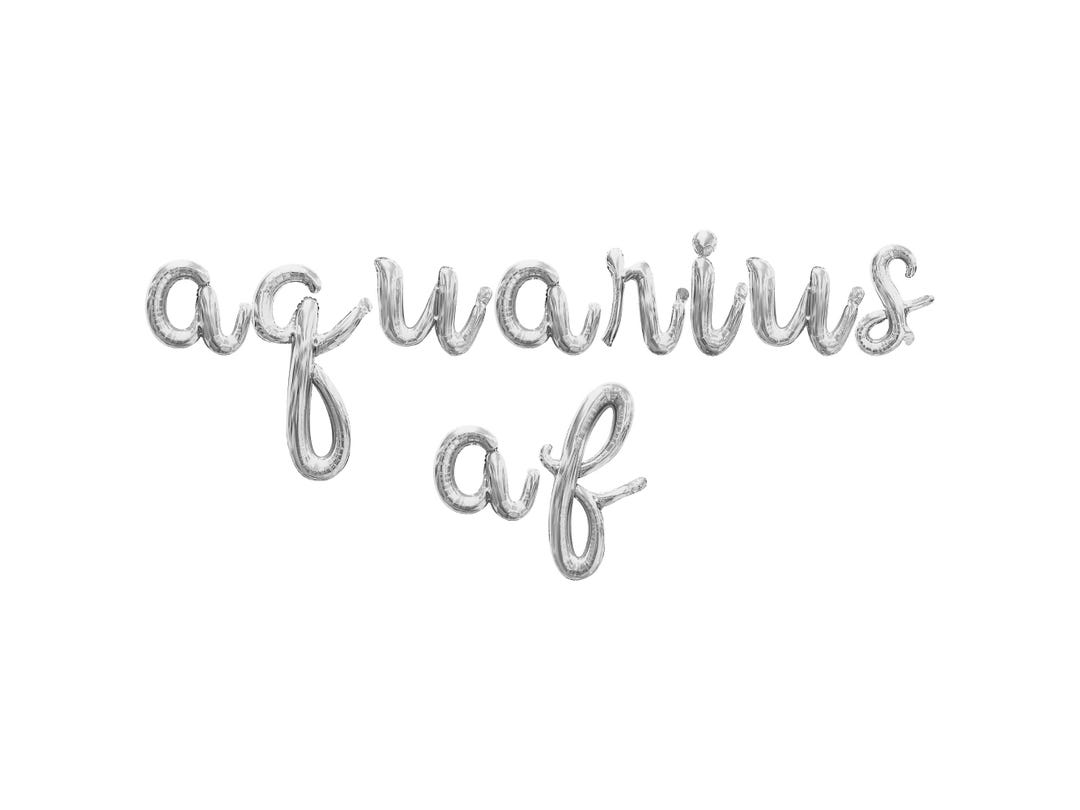 AQUARIUS AF Cursive Script Letter Balloon Banner - Gold, Rose Gold ...