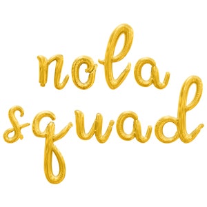 NOLA SQUAD Cursive Letter Balloon Banner - Gold, Rose Gold & Silver ...