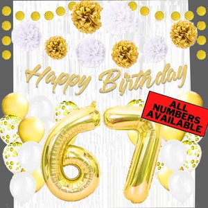 Rose Gold 67th Birthday Decorations for Women - 40" Number Balloons ...