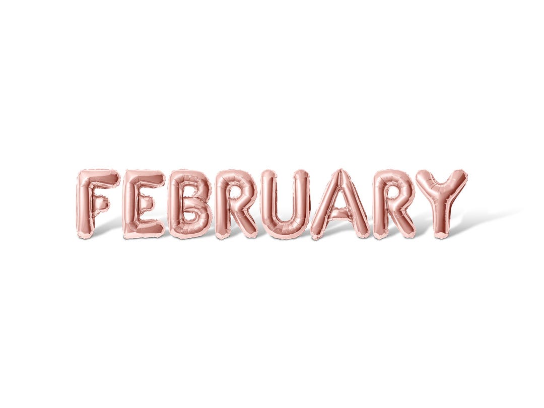 FEBRUARY Letter Balloon Banner - 10 Color Options - February Birthday ...