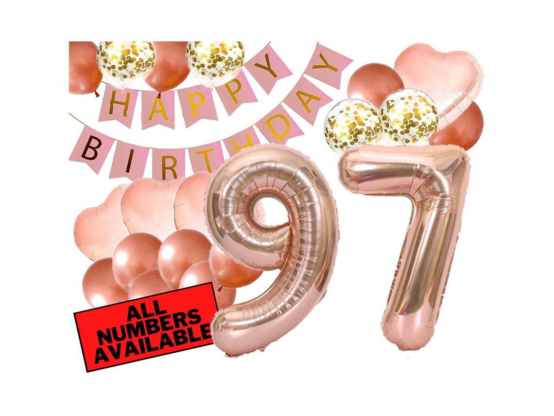 97th Birthday Decorations for Her - Pink and Rose Gold - 97th Birthday ...