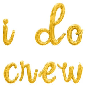 I DO CREW Cursive Letter Balloon Banner - Gold, Rose Gold & Silver ...