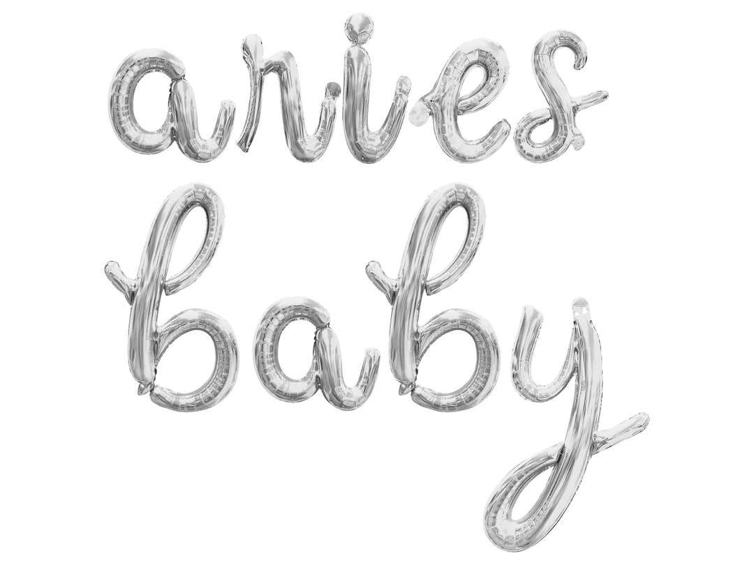 ARIES BABY Cursive Script Letter Balloon Banner - Gold, Rose Gold ...
