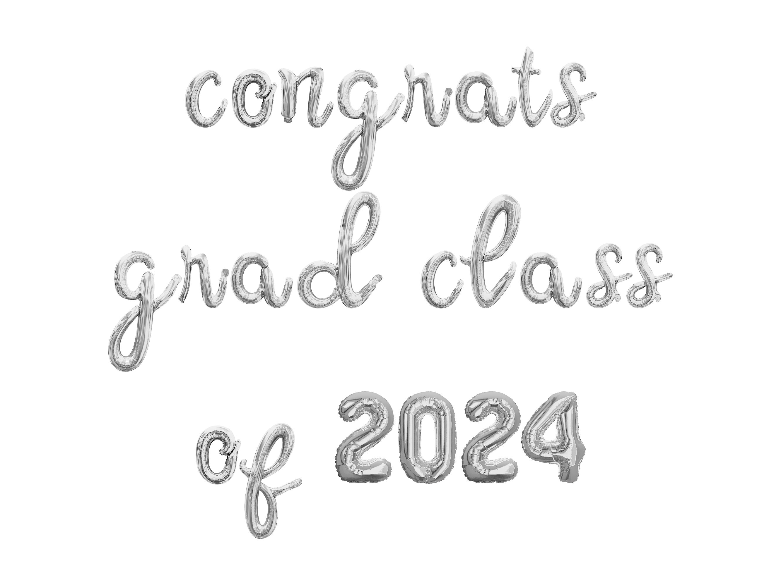CONGRATS CLASS OF 2024 Cursive Letter Balloon Banner - Gold, Rose Gold ...