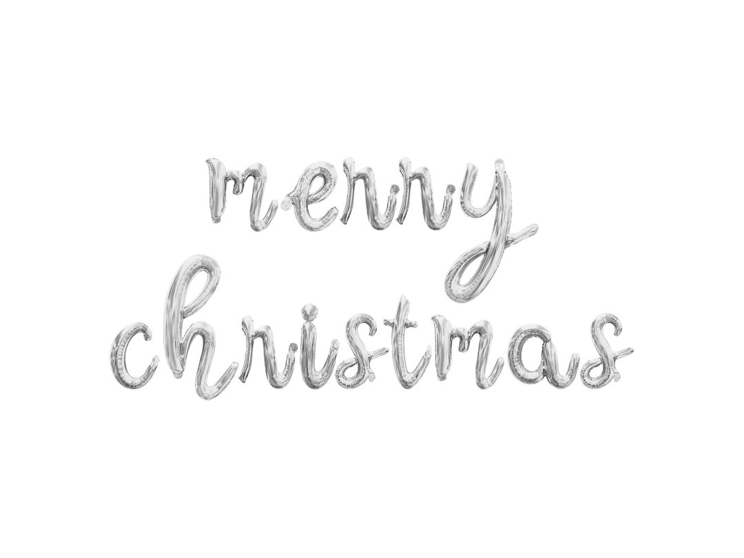 MERRY CHRISTMAS - Cursive Letter Balloon Banner - Gold, Rose Gold ...