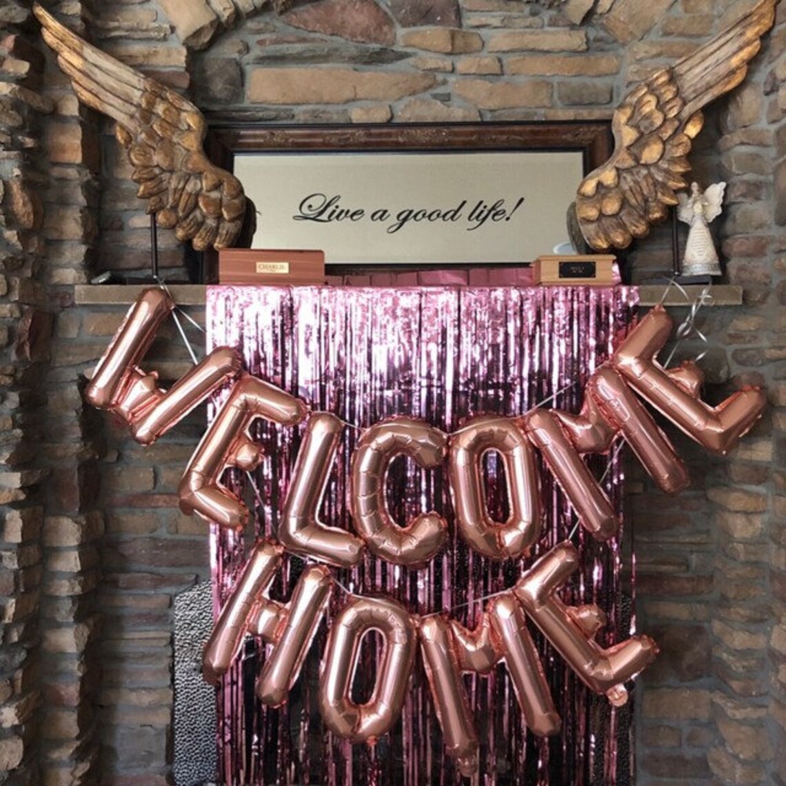 WELCOME HOME Letter Balloon Banner Gold Rose Gold & Silver | Etsy