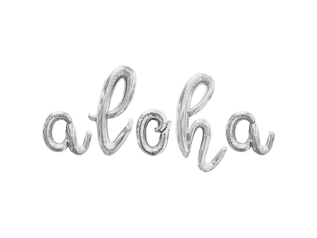 ALOHA Cursive Letter Balloon Banner - Gold, Rose Gold & Silver - Party ...