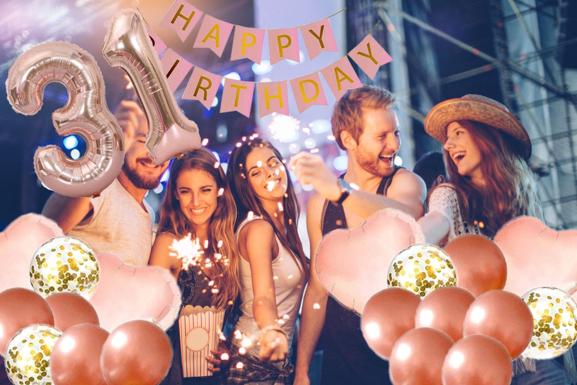 31st Birthday Decorations for Her Pink and Rose Gold 31st | Etsy