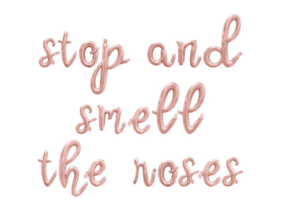 Stop and Smell the Roses Cursive Letter Balloon Banner - Gold, Rose ...
