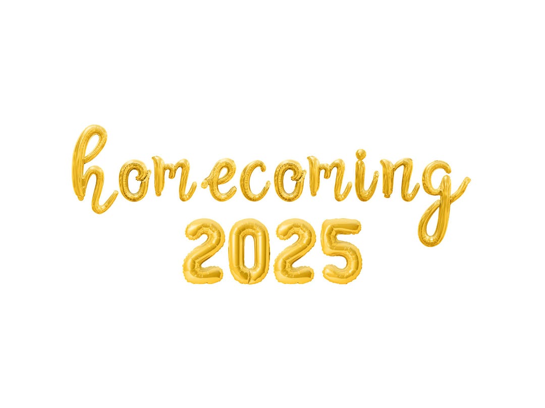 HOMECOMING 2025 Cursive Letter Balloon Banner - Gold, Rose Gold ...
