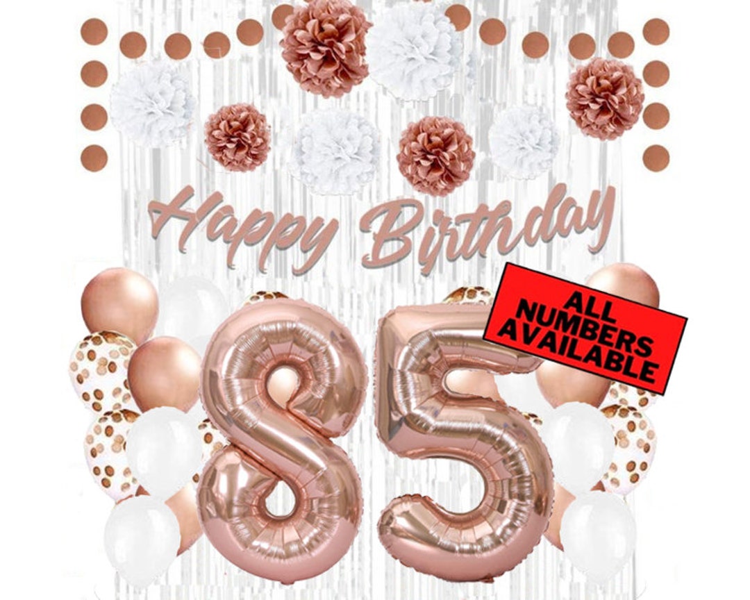 Rose Gold 85th Birthday Decorations for Women - 40" Number Balloons ...