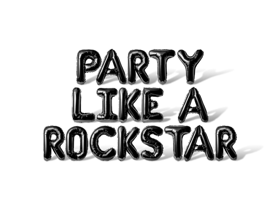 Party Like A Rockstar Letter Balloon Banner - 10 Color Options ...