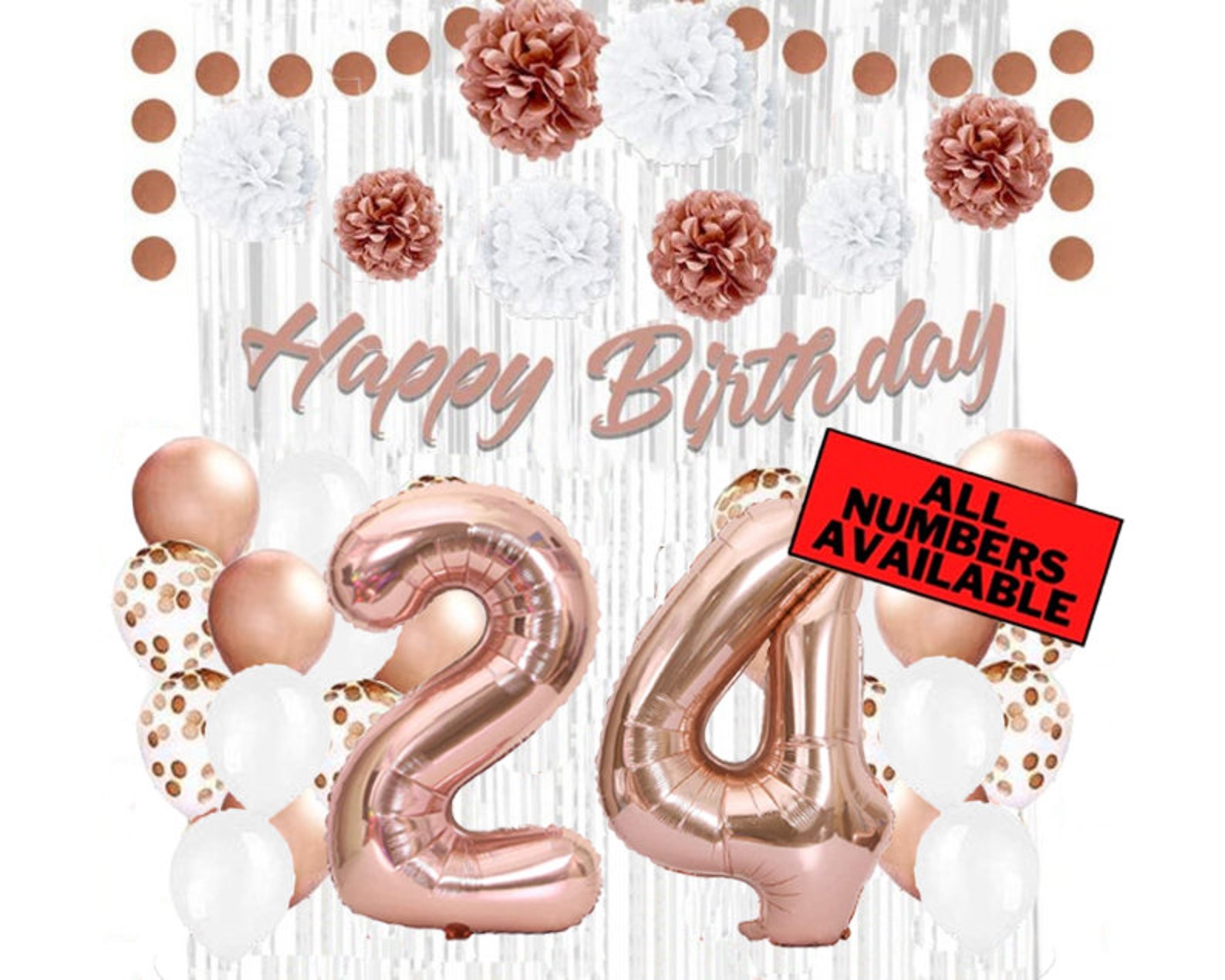 Black & Silver 24th Birthday Decorations for Men - 40" Number Balloons ...
