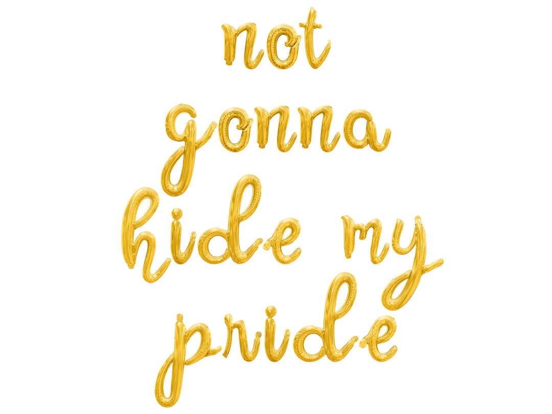 Not Gonna Hide My Pride Cursive Letter Balloon Banner - Gold, Rose Gold ...