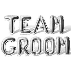 TEAM GROOM Letter Balloon Banner - Gold, Rose Gold, Silver, Black, Blue ...