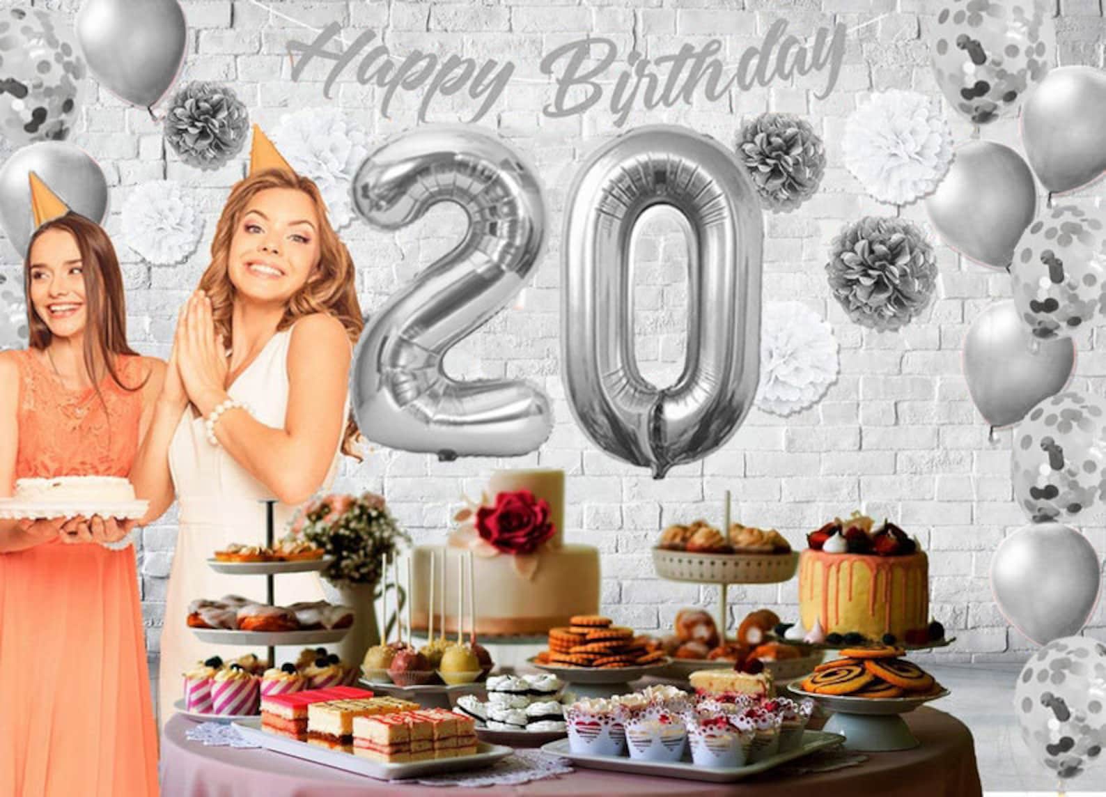 White & Silver 20th Birthday Decorations for Men 40 | Etsy