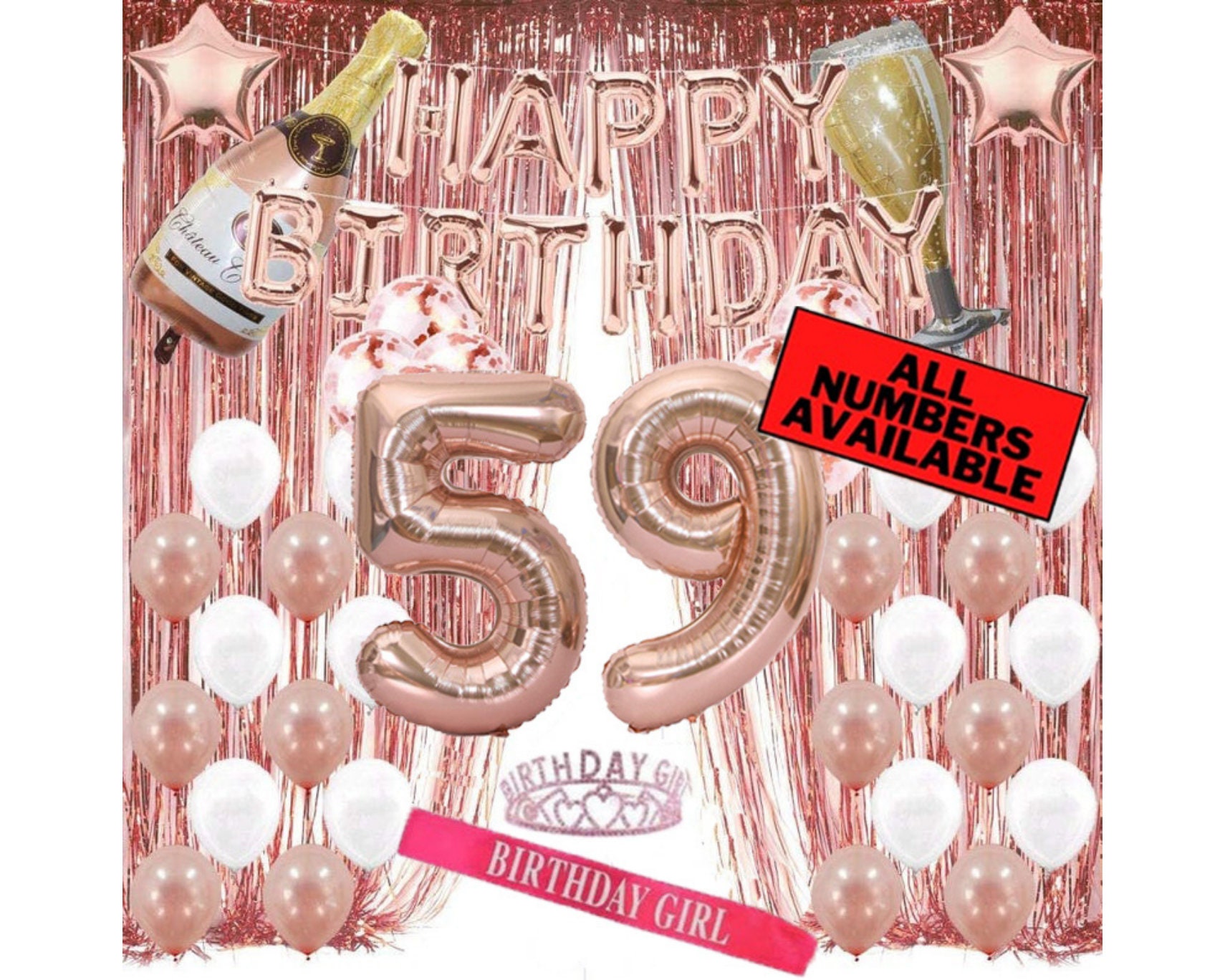 59th Birthday Rose Gold Decorations Incl. 40 Number | Etsy