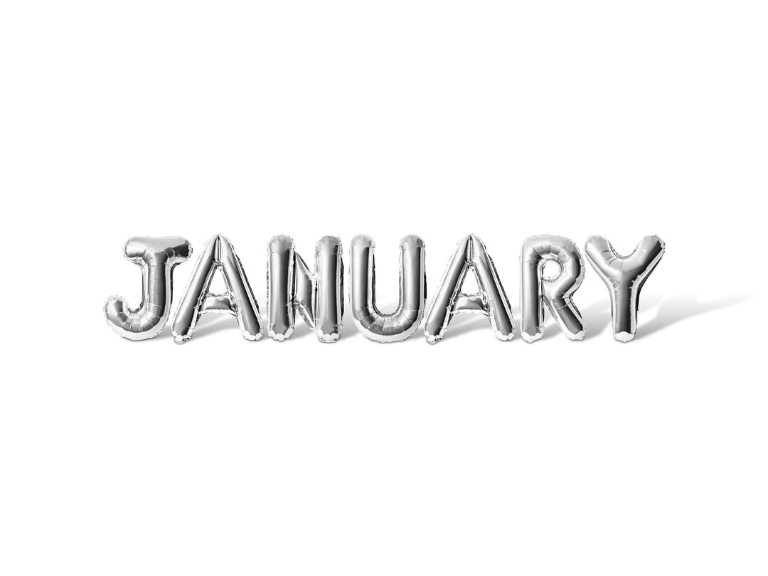JANUARY Letter Balloon Banner - 10 Color Options - January Birthday ...