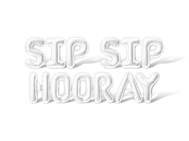 SIP SIP HOORAY Letter Balloon Banner - 10 Color Options - Bachelorette ...
