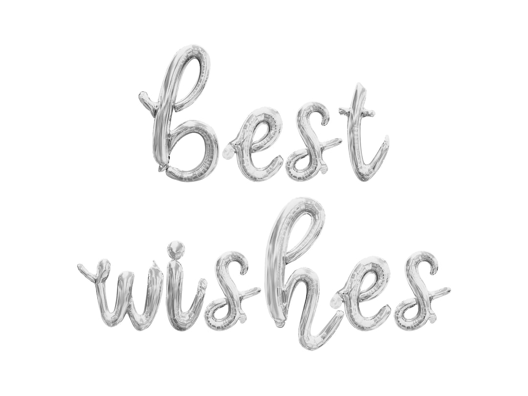 BEST WISHES Cursive Script Letter Balloon Banner - Gold, Rose Gold ...