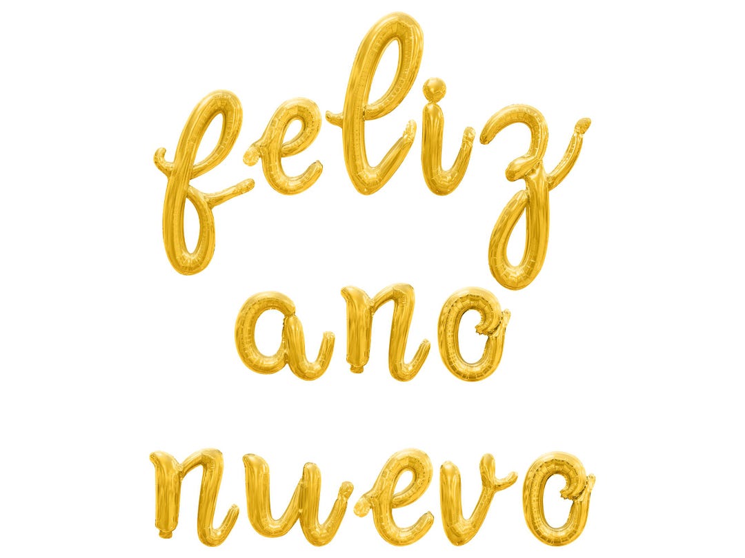 FELIZ ANO NUEVO Cursive Letter Balloon Banner - Gold, Rose Gold ...